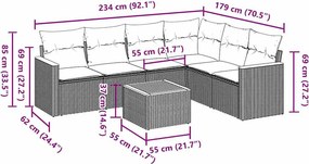7dílná zahradní sedací souprava s poduškami černá polyratan 3258409
