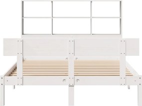 Postel s knihovnou bez matrace bílá 160x200 cm masivní borovice 3321813