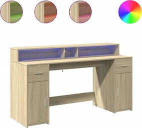 Psací stůl s LED dub sonoma 160 x 55 x 91 cm kompozitní dřevo 3309431