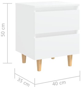 Noční stolky s nohami z borovice 2 ks bílé 40 x 35 x 50 cm - Default Title