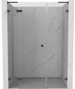 Mexen Lunar L sprchové dveře otevírací levé 130 cm, transparentní, gun gray kartáčovaný - 834SL-130-050-66-00-L