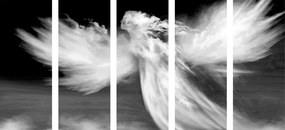 5-dílný obraz podoba anděla v oblacích v černobílém provedení - 200x100 cm