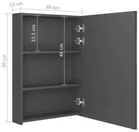 vidaXL LED koupelnová skříňka se zrcadlem šedá 50 x 13 x 70 cm