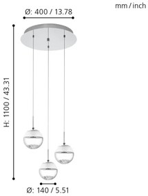 Eglo 93709 - LED lustr MONTEFIO 1 3xLED/5W/230V