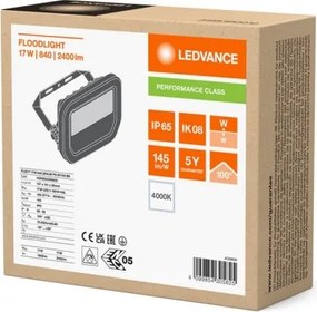 LED reflektor LEDVANCE FLOODLIGHT černý 17W/11W 2400lm/1600lm 4000K neutrální bílá IP66