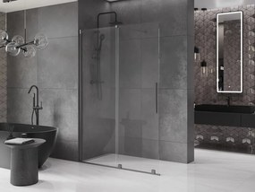 Mexen Velar, posuvné dveře do otvoru typ Walk-In 160 cm, 8mm čiré sklo, grafitová matná, 871-160-000-03-66