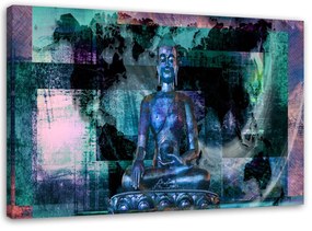 Gario Obraz na plátně Buddha a abstraktní pozadí - modré Rozměry: 60 x 40 cm
