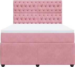 Box spring postel s matrací růžová 140x200 cm samet 3292369