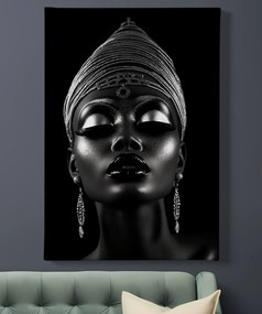 Obraz na plátně - Afričanka Siti se stříbrnými ozdobami FeelHappy.cz Velikost obrazu: 40 x 60 cm