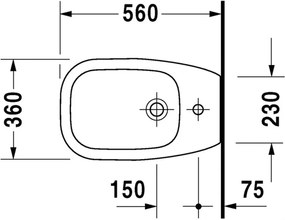 Duravit D-Code - Stojící bidet, 1 otvor pro armaturu propíchnutý, 36x56 cm, bílý 22411000002