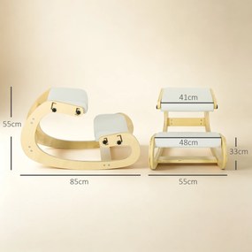 HOMCOM Klekací Židle, Ergonomická Houpací Dřevěná Klekací Židle, Nastavitelná Klekací Stolička pro Domácí Kancelář, Zlepšení Držení Těla, Bolesti Zad…