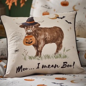 Dekorační polštář s haloweenským motivem 45x45 cm Halloween Highland Cow – Catherine Lansfield