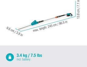 Aku teleskopické nůžky na živý plot Gardena THS 42/18V P4A (včetně baterie a nabíječky) - SKLADEM !