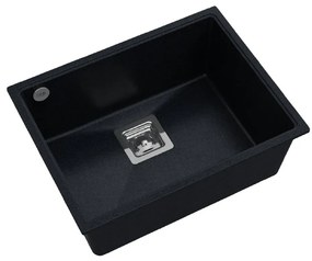 Sink Quality Argon 60, kuchyňský granitový dřez 550x420x225 mm + chromový sifon, černá skvrnitá-Brocade, SKQ-ARG.B.1KBO.60.X