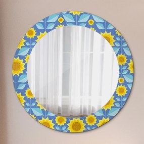 Kulaté dekorativní zrcadlo Geometrické slunečnice fi 60 cm