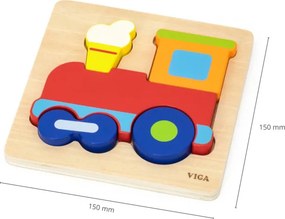 Dřevěné puzzle na podložce Viga 44783 Lokomotiva
