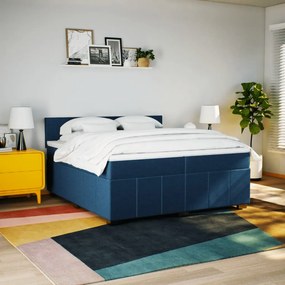 Box spring postel s matrací modrá 200x200 cm textil 3289474