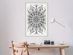 Artgeist Plakát černobílá mandala Velikosti (šířkaxvýška): 40x60, Finální vzhled: Bílý rám