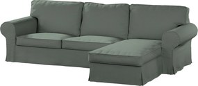 Potah na pohovku IKEA Ektorp 2-místná s lenoškou barva zelená látka pletený vzor