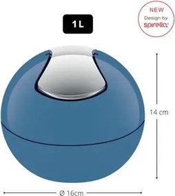 Spirella BOWL mini výklopný odpadkový koš 1 L modrý / plast