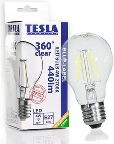 Tesla LED žárovka E27 4W / 440lm / 2700K / 360° / Teplá bílá