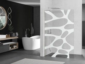 Mexen Kioto L, sprchová zástěna Walk-In 70 x 200 cm, 8mm čiré sklo bílý vzor, ​​broušená ocel profil, 800-070-103-97-97