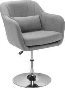 HOMCOM otočná židle, výškově nastavitelná otočná židle, akcentní židle v retro designu, polohovací křeslo s opěradlem do obývacího pokoje, lněné, šed…