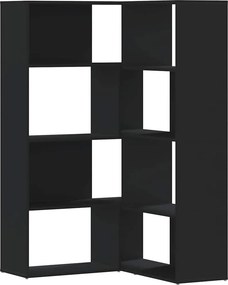 Rohová 4patrová knihovna černá 85x85x140 cm kompozitní dřevo 3307811