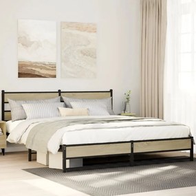Kovový rám postele bez matrace dub sonoma 193 x 203 cm 3308501
