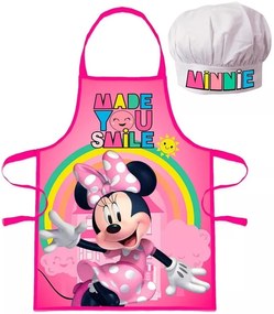 Dětská / dívčí zástěra s kuchařskou čepicí Minnie Mouse - Disney - motiv s duhou - pro děti 3 - 8 let