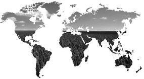 Samolepící tapeta mapa světa v černobílém - 150x100 cm
