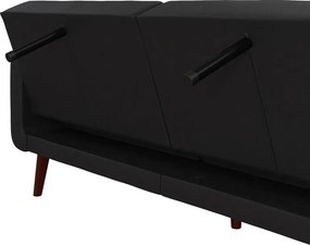 Černá rozkládací pohovka z imitace kůže 200 cm Nola – Støraa