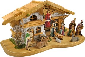 AMADEA Dřevěný osvětlený betlém BEZ FIGUREK 54 cm