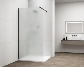Erga Paris, sprchová zástěna Walk-In 80x200 cm, 8mm sklo námraza, černý profil, ERG-V02-PARIS-080x200-FR-BK