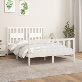 Rám postele s čelem bílý masivní borové dřevo 140 x 200 cm,  3188167