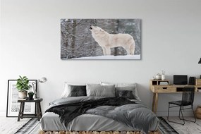 akrylový obraz Vlk v zimě lese 140x70 cm