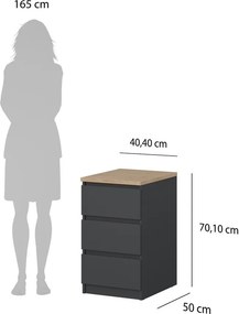 Tmavě šedý noční stolek Naia – Tvilum