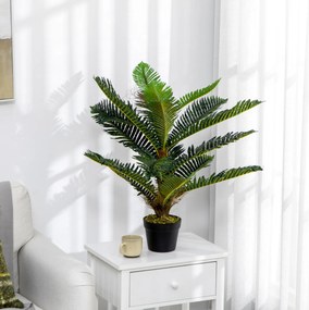 HOMCOM Umělá palma 85 cm s 18 velkými realistickými listy včetně květináče