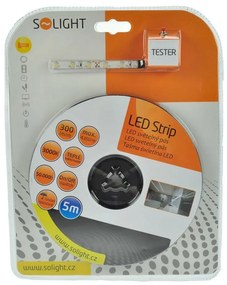 SOLIGHT LED pásek s testrem, 5m, sada s 12V adaptérem, 4,8W/m, IP65, 3000K teplá bílá