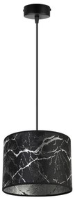 Závěsné svítidlo WERONA 3, 1x černé textilní stínítko se vzorem, (fi 20cm), S