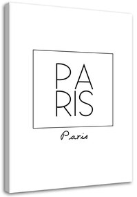 Obraz na plátně s černobílým nápisem Paris - 40x60 cm