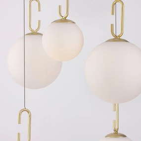 Bílo-zlaté skleněné závěsné LED světlo Nova Luce Hook 56,6 cm