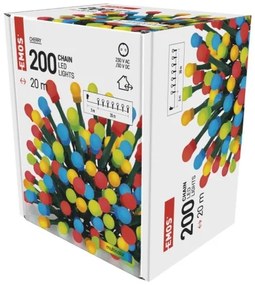 Vánoční osvětlení EMOS D5AM03 ZY0912T 200LED řetěz 20m kuličky multicolor s časovačem