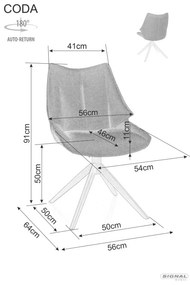 Otočné jídelní křeslo Coda světle béžové/černé