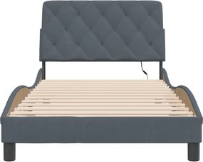 Rám postele s LED bez matrace tmavě šedý 100 x 200 cm samet 3213838