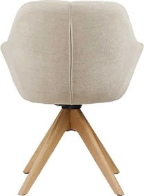 Designová otočná židle Vallerina béžový samet / dub