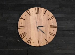 Dřevomuška Nástěnné dřevěné hodiny římské