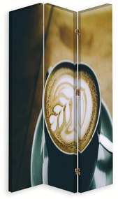 Ozdobný paraván, Káva se vzorem - 110x170 cm, třídílný, klasický paraván