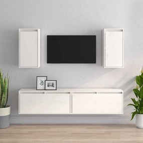 TV skříňky 4 ks bílé masivní borové dřevo 3100170