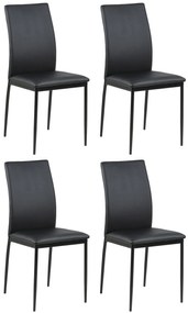 Sada 4 x židle DEMINA černá koženka - moderní do obývacího pokoje / jídelny / kuchyně / kanceláře